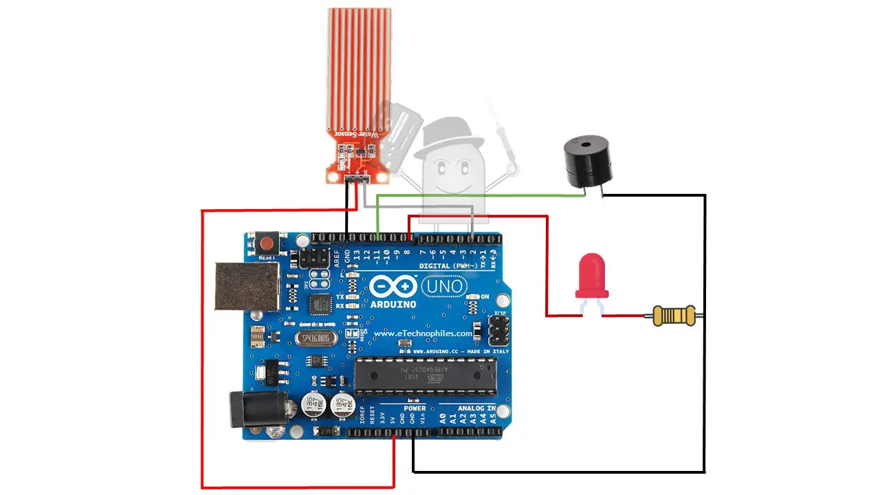 Water Level Sensor With Arduino Tutorial Rain Detection Alarm 7374